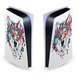 Head Case Designs Officially Licensed Riza Peker Wolf Art Mix Vinyl Faceplate Sticker Gaming Skin Decal Cover Compatible With Sony PlayStation 5 PS5 Digital Edition Console