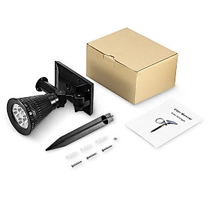 AMIR Solar Spotlights Outdoor Upgraded, Waterproof 1 Pack Security Landscape Lights 4 LED, Adjustable Solar Garden Light with Auto On/Off for Yard Driveway Pathway Pool Patio (White)