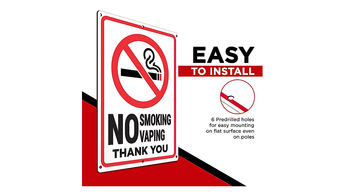 OLANZU No Smoking Signs - Durable 4 Pack Aluminum Signs