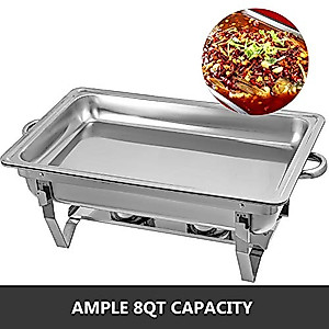 Mophorn Chafing Dish 4 Packs 8 Quart Stainless Steel Chafer Full Size Rectangular Chafers for Catering Buffet Warmer Set with Folding Frame
