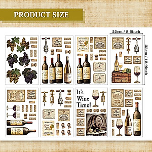 8 Sheets Wine Bottle Kitchen Wall Decals Grape Fruit Wall Stickers Wine Kitchen Decor Wine Tasting Stickers Peel and Murals for Kitchen Dining Living Room Bar Restaurant