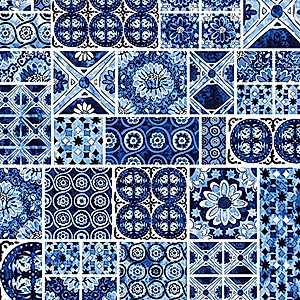 Vera Bradley Women's Cotton Large Travel Duffel Bag, Island Tile Blue - Recycled Cotton, One Size