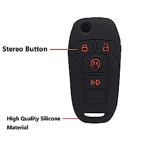 Suitable for Ford F150 F250 F350 4 Button Car Silicone Remote Control Key Cover, Auto Parts, Keyless Entry Remote Control Key Box Protective Cover, 2 Packs Black