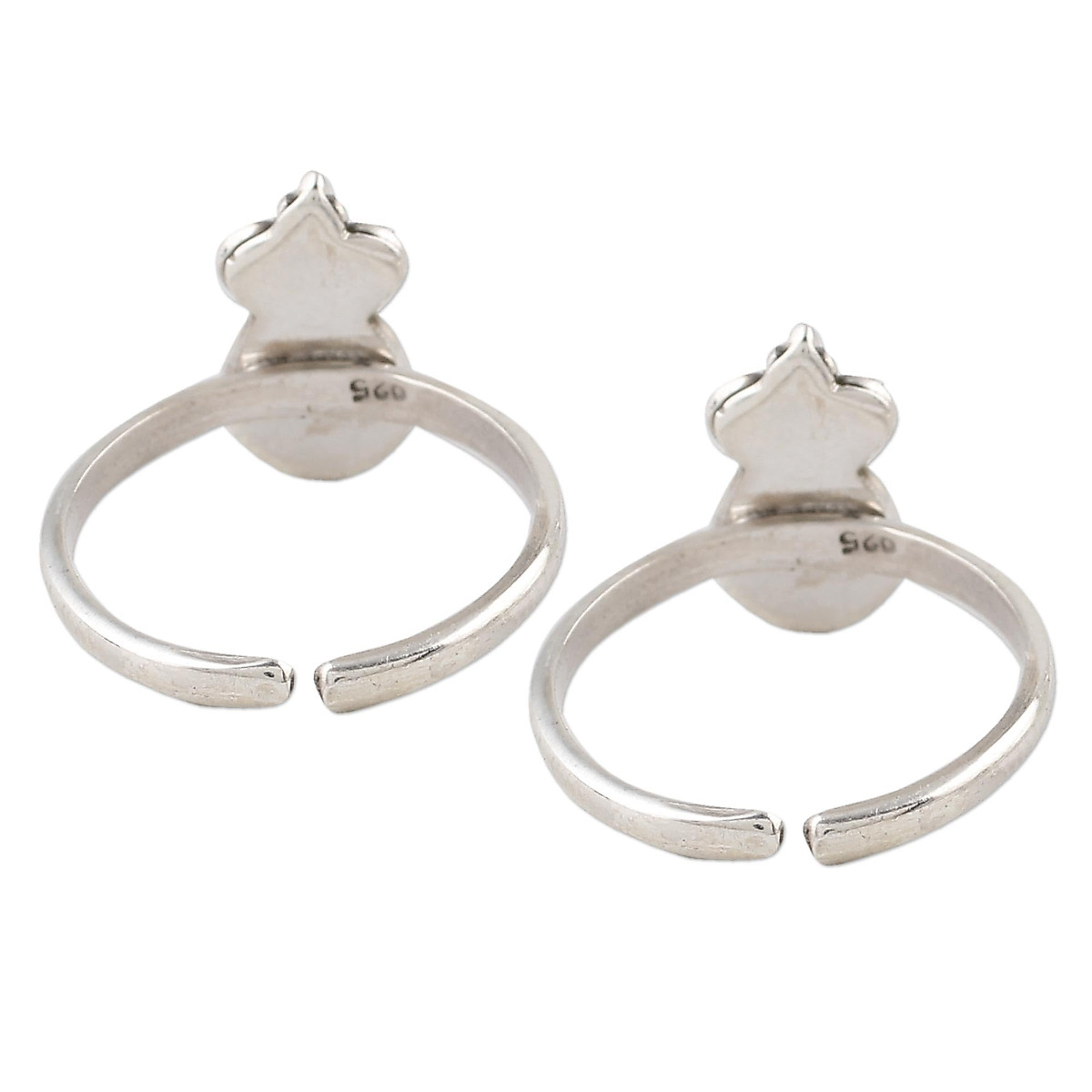 NOVICA Artisan Handmade Garnet Toe Rings Teardrop 925 Silver from India Sterling Red Birthstone 'Scarlet Drops'(Pair)