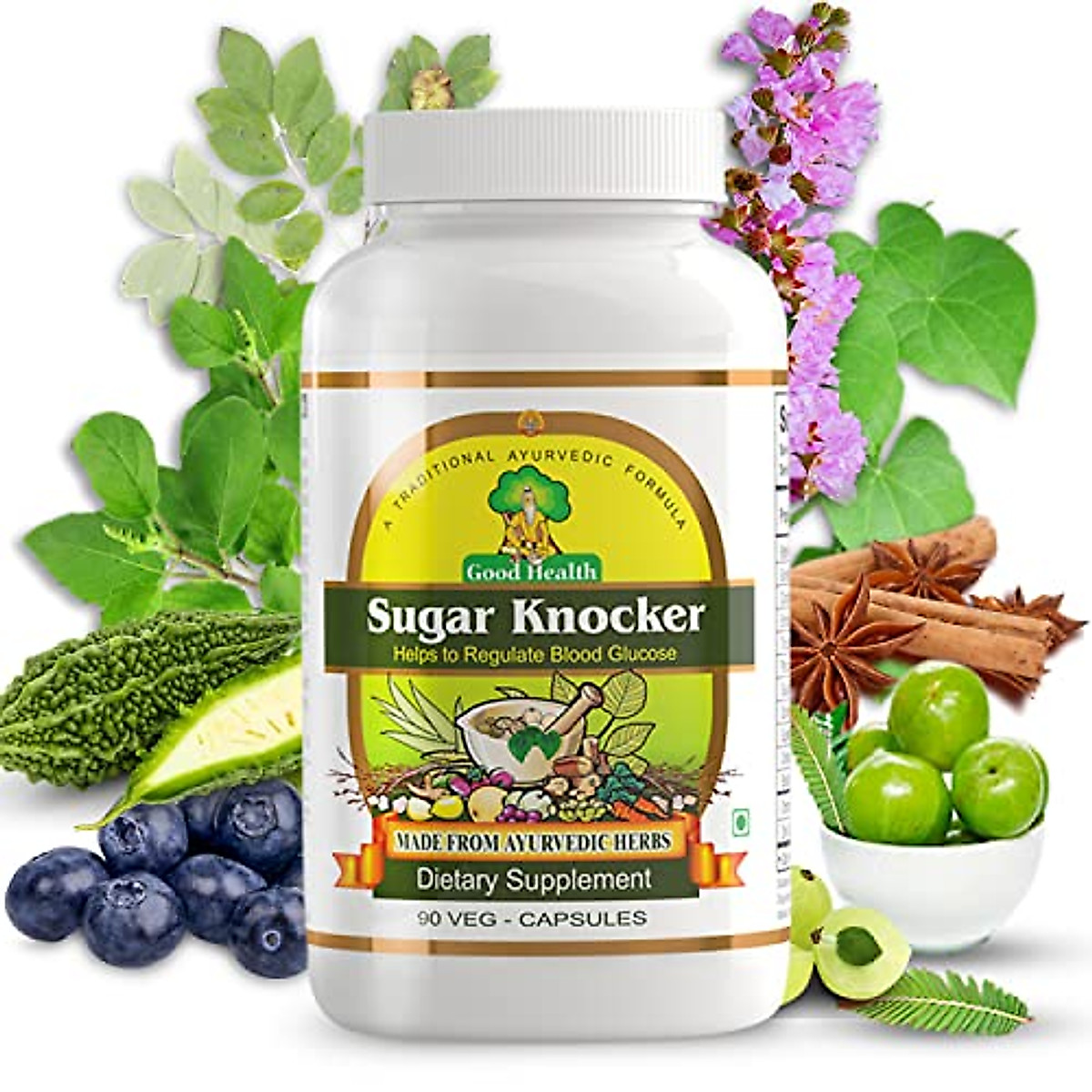Sugar Knocker - Herbal Supplement - Pack of 1 (90 Veg Capsule)