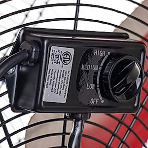 Vie Air 24 Inch Commercial Floor Drum Fan in Red