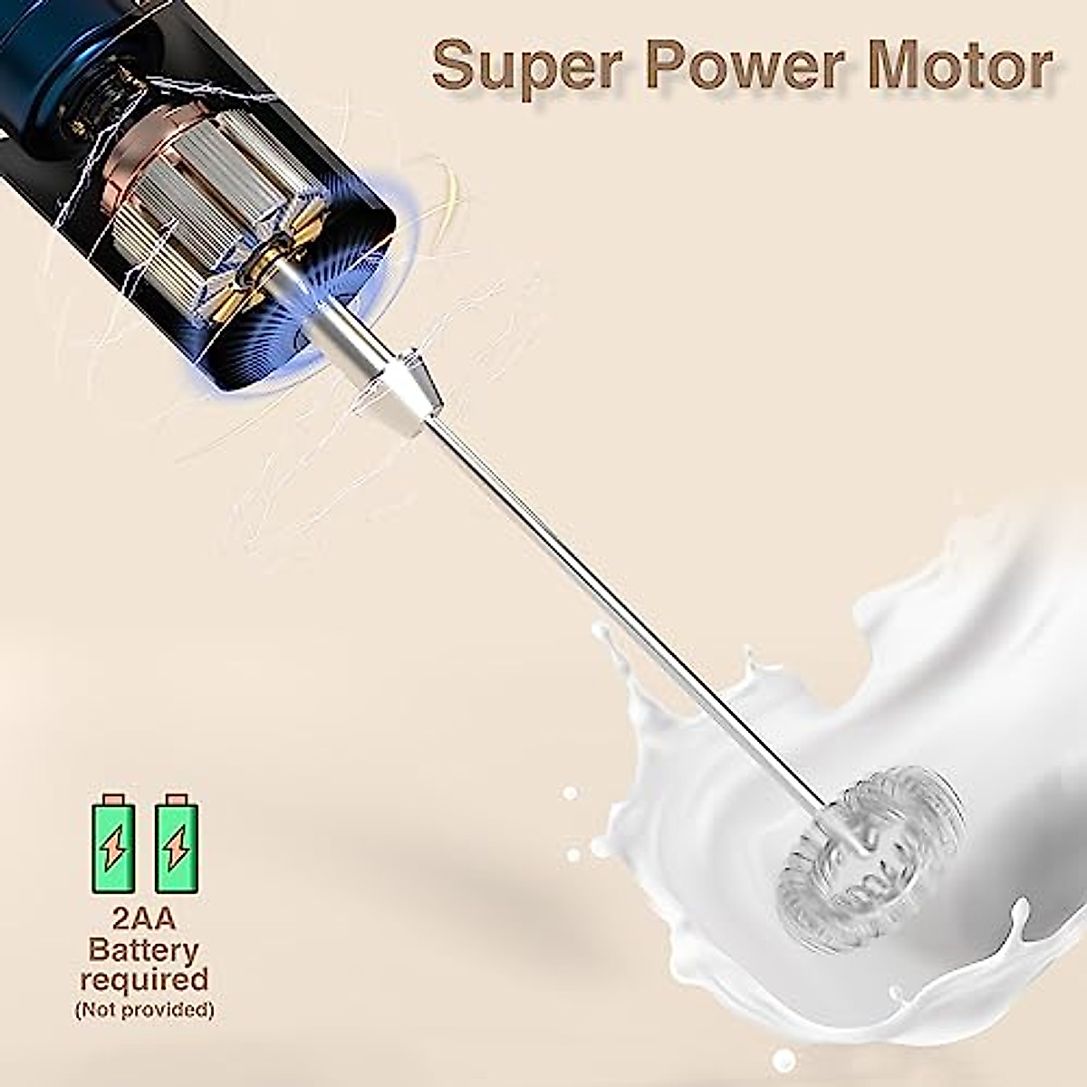 Hand Mixer Milk Frother For Coffee - AGFOO Coffee Frother Handheld Foam Maker With Stand, Electric whisk Drink Mixer Mini Foamer for Cappuccino, Frappe, Matcha, Hot Chocolate, Black