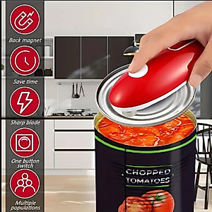 NEONSA Electric Can Opener,Battery Operated, Can openers for Seniors and Arthritis, Automatic Opener, Perfect for Kitchen Use, Portable and Compact Design, Can opener electric (Red)
