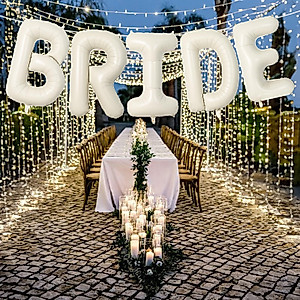 40 Inch Beige BRIDE Balloons Bachelorette for Bridal Shower, Large Cream White Sand Bride Mylar Foil Balloon Letter, Ivory Alphabet Balloon Banner for Wedding Engagement Bride To Be Party Decorations