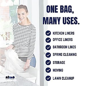 Plasticplace 8 Gallon Trash Bags │ 0.7 Mil │ White Drawstring Garbage Can Liners │ 22" x 22" (100 Count)