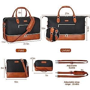 Weekender Bag for Women, Travel Duffel Bag Carry On Overnight Bag with Shoe Compartment Large Nylon Travel Weekend Tote Bag