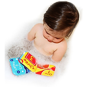 Floating Baby Bath Books Set of 4 - Bath Books for Babies, Infants - Waterproof, Mold-Free Bath Toys for Learning & Early Education (Fruit, Ocean, ABC, Numbers Books)