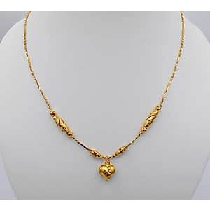 Beaded Thai Baht Yellow Gold Plated Filled Necklace Jewelry for women 18 inch