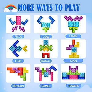 SHEGATO Push It Pop Fidget Toys, Bubble Sensory Toy, Poppits Jigsaw Fidget Toys, Popper Russian Block Game Boards, 26PCS Silicone Puzzle Games to Anxiety and Stress Relief for Girls Boys (Black)