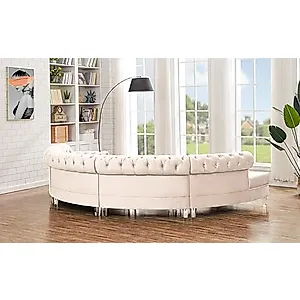 Legend Vansen Curved Modular Sectional Sofa,Velvet Couch with Rolled Arms,4-Seater Semicircle Couch Suitable for Living Room and Bedroom