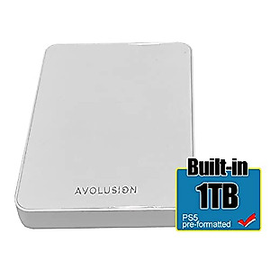 Avolusion HD250U3-Z1-PRO-WH 1TB USB 3.0 Portable External Gaming Hard Drive - White (for PS5 / PS4, Pre-Formatted) - 2 Year Warranty