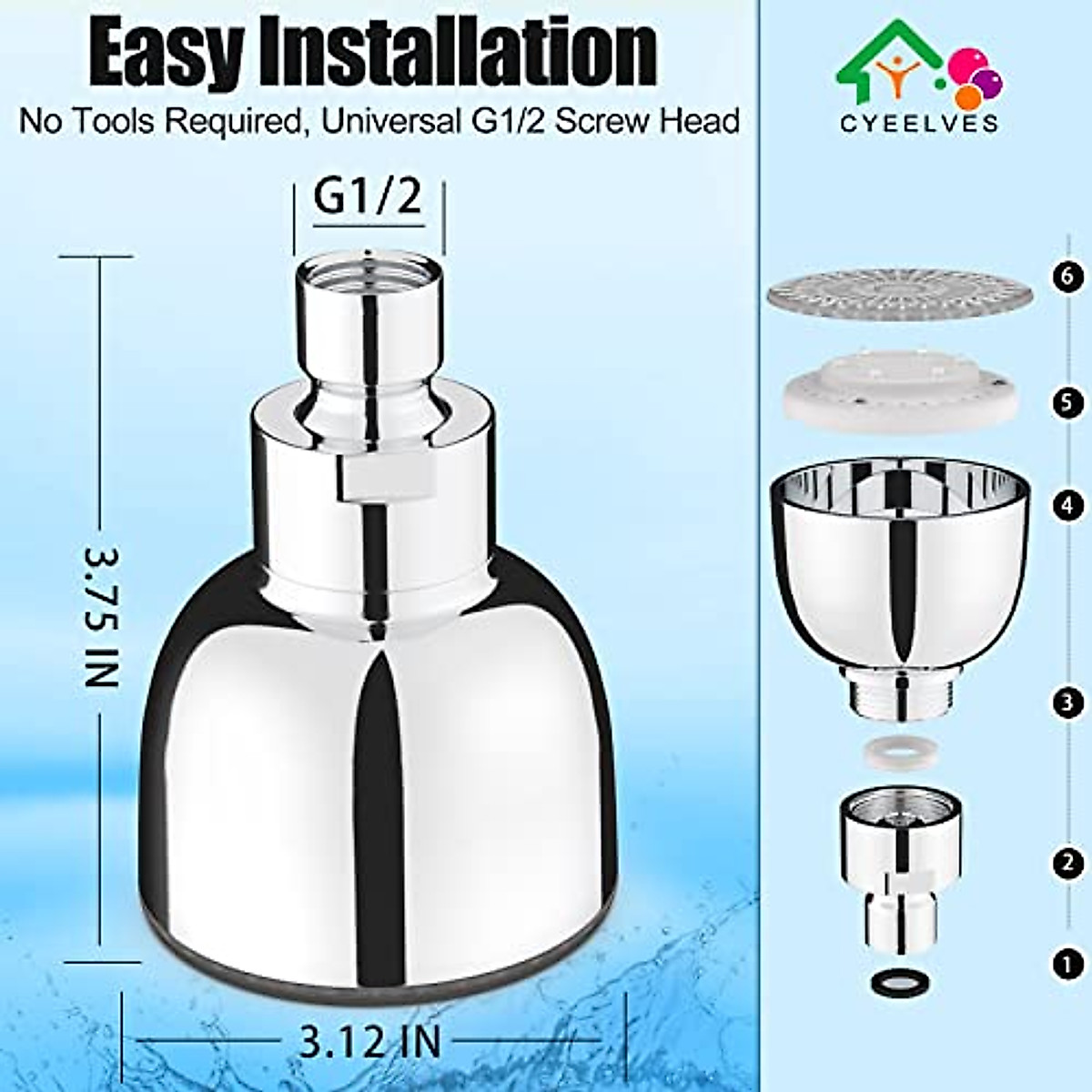 LED Shower Head, Shower Head with Lights, 7 Color Light Automatically Changing Led Rainfall Showerhead, LED Fixed Showerheads for Bathroom, High Pressure Quiet Adjustable Rain Showerhead for Kid Adult