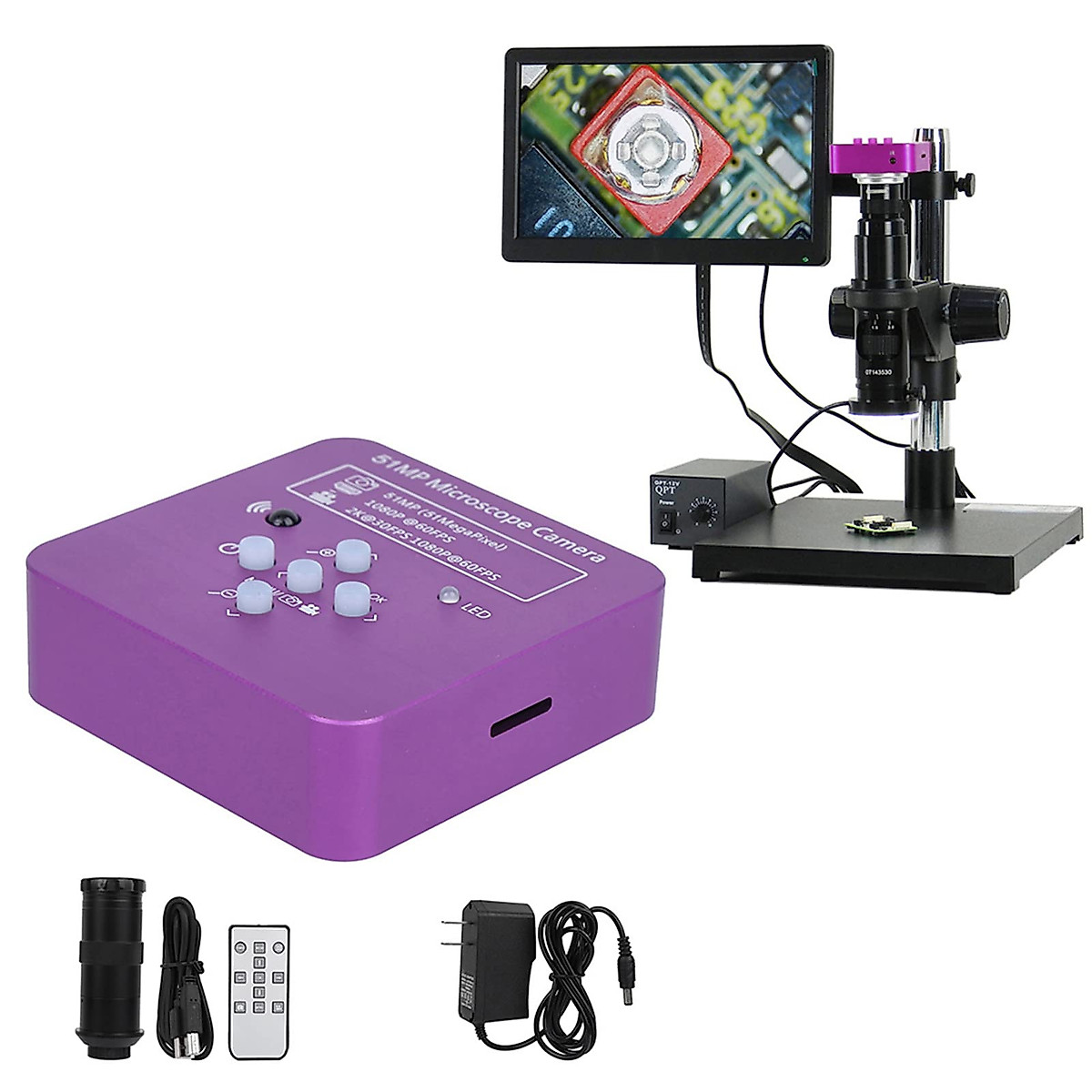 Electronic Digital Industrial Electronic Digital Video Camera,High Definition Microscope Camera Video Microscope Camera 120X C Mount Lens with WB Color Correction Automatic