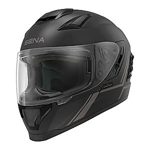 Sena Stryker Full Face Smart Helmet with Integrated Mesh and Bluetooth Communications, LED Taillight, and Sound by Harman Kardon, DOT (Matte Black, Medium)