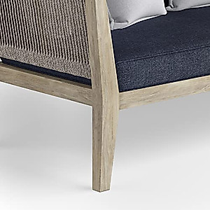 SIMPLIHOME Cayman 77 Inch Wide Contemporary Outdoor Sofa with Décor Pillows in Slate Grey Polyester Fabric, For the Living Room and Family Room