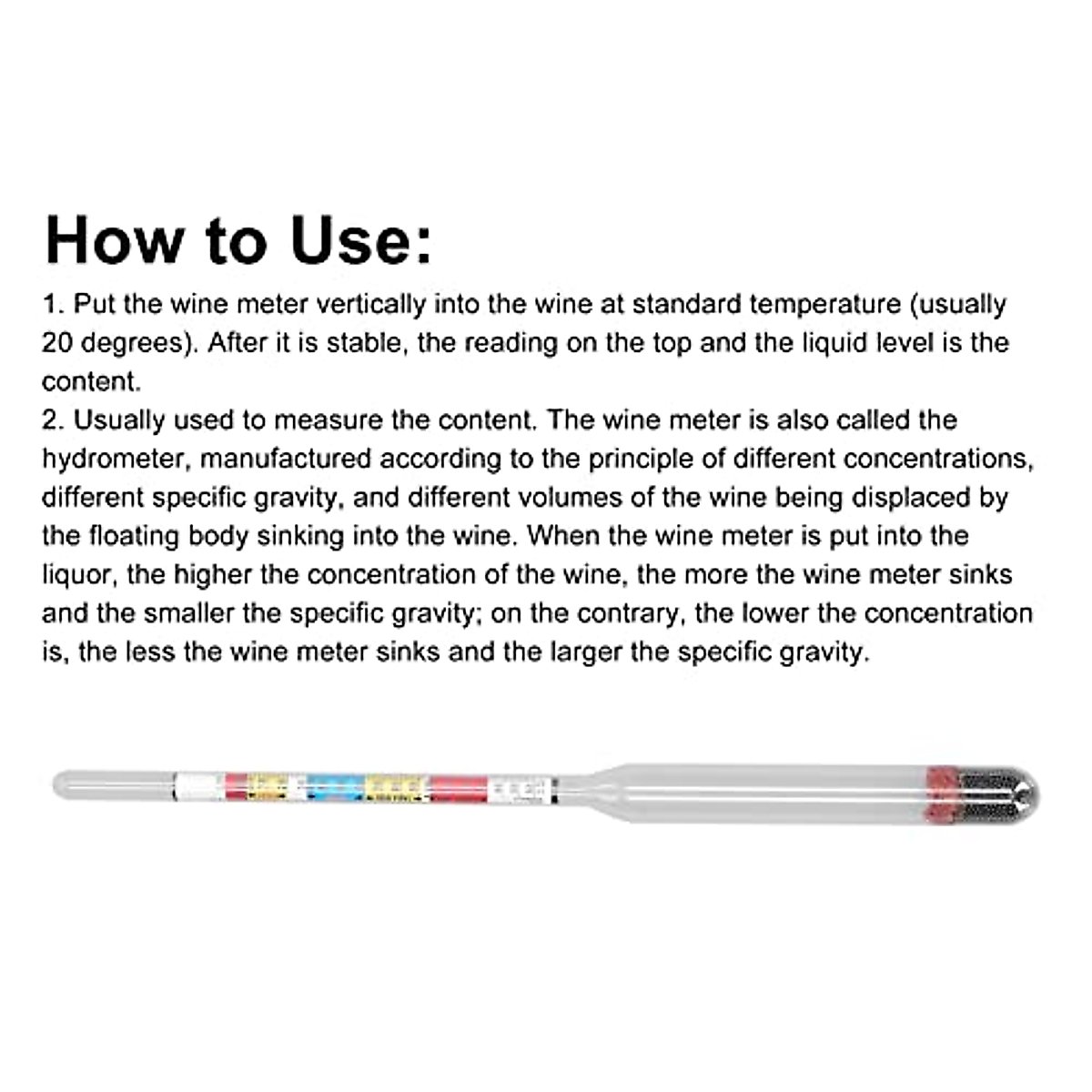 Beer Making Meter, Temperature Resistant Clear Viewing Home Brewing Hydrometer Sensitive Response 0.05 Accuracy Intuitive Display 20% Measuring Range for Home