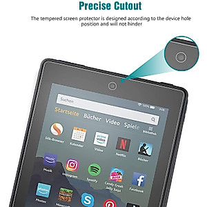 TANTEK [2-Pack Screen Protector for All-New Fire 7 / Fire 7 Kids Edition (9th/7th Gen, 2019/2017 Release),Tempered Glass Film,Ultra Clear,Anti Scratch,Bubble Free