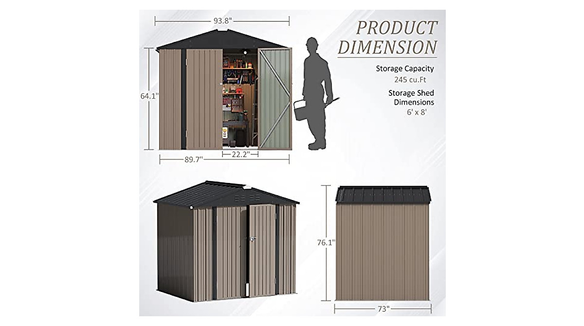 Flamaker 6x8 Metal Garden Shed - Weatherproof Lockable Storage