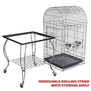 Large Open Dome Style Parrot Bird Cage with 5/8-Inch Bar Spacing for Quaker Cockatiel Indian Ring Neck Sun Parakeet Green Cheek Conures Lovebirds Budgies Canary Finch Parrotlet Portable Bird Cage