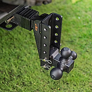 GWTAUTO Adjustable Trailer Hitch, Tri-Ball (1-7/8" x 2" x 2-5/16") Drop Hitch, Fits 2-Inch Receiver, 7 Inch Drop Cushioned Hitch,17000 LBS GTW-Class 3 Tow Hitch for Heavy Duty Truck, Solid Ball Mount