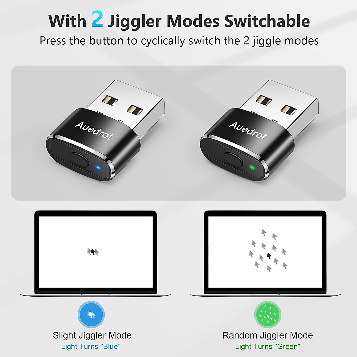 Mouse Jiggler Undetectable Metal USB Mouse Mover with Switch Button, Automatic Mouse Shaker with 2 Jiggle Modes, Mouse Simulator, Driver-Free, Plug & Play, Keep Computer/Laptop Awake, Black