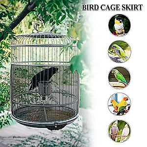 ASOCEA Bird Cage Seed Catcher,Universal Bird Cage Cover Skirt,Adjustable Parakeet Cage Nylon Mesh Netting for Round Square Cages Prevent Scatter and Mess- Black 78.7Inch (Not Include Birdcage)