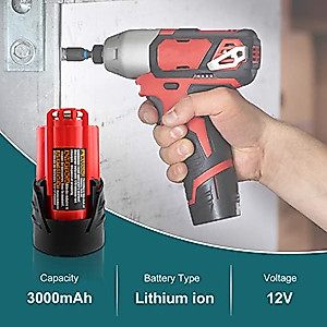 Dosctt 2 Packs 3.0Ah 12V 48-11-2430 Replacement Battery Compatible with Milwaukee M12 Battery Lithium 48-11-2420 48-11-2425 48-11-2401 48-11-2412 48-11-2440 48-11-2460