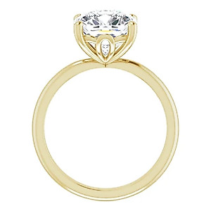 Moissanite Engagement Ring 4 Carat Cushion, Handmade 925 Silver, 10K 14K 18K Solid Gold, Solitaire Ring, Bridal Wedding Gifts for Women, Anniversary Ring, VVS1, Colorless (10K Solid Yellow Gold)