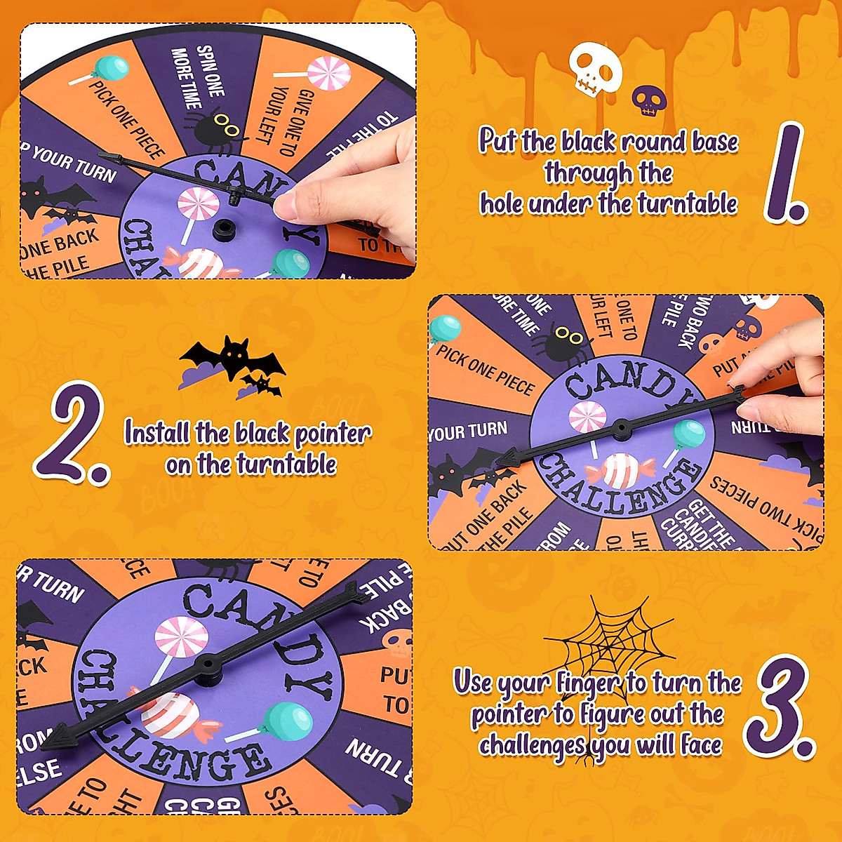 Poen Halloween Party Games Halloween Party Candy Challenge Spinner Halloween Party Decorations Halloween Party Favors Halloween Party Supplies Halloween Party Candy Challenge Game Trick or Treat