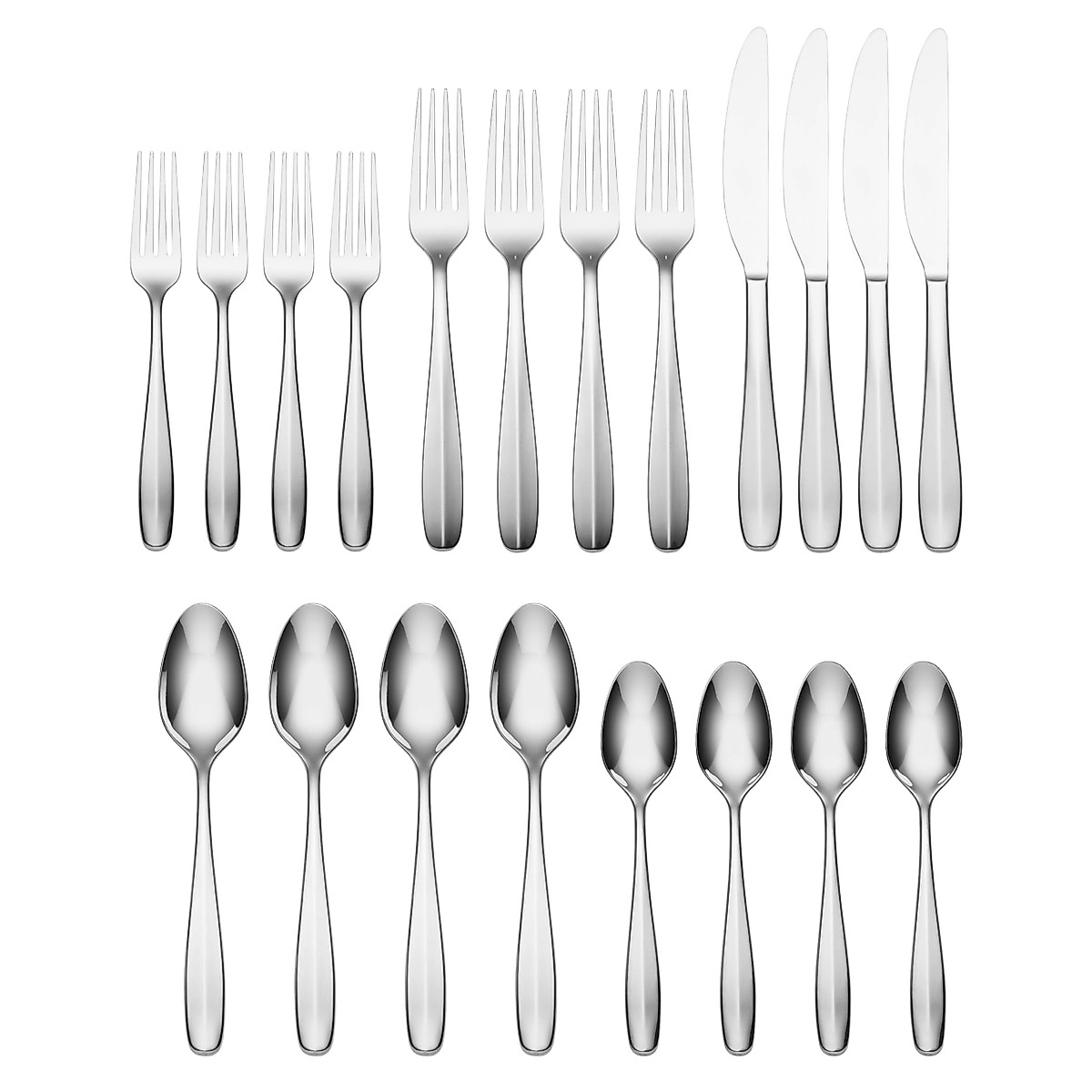 Oneida Oakwood Piece Everyday Flatware Set, 20 Count, Metallic