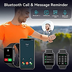 Smart Watch for Women Men(Answer/Make Call), Fitness Tracker with Heart Rate Blood Oxygen Sleep Monitor, 1.7" Touch Screen Smart Watch for Android iPhone iOS with Alexa Built-in, IP68 Waterproof