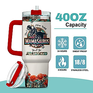VAATOO Black Mom, Mamasaurus Gifts, Tumbler 40 Oz With Handle Lid And Straw, Mamasaurus Leopard Nutrition Facts, Mom Nutrition Facts Insulated Cup Leopard Leak Resistant Water Bottle