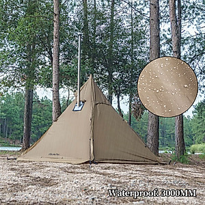 FIREHIKING Camping Hot Tent Teepee Tent with Stove Jack and Half Inner Mesh Tent 2-4 Persons