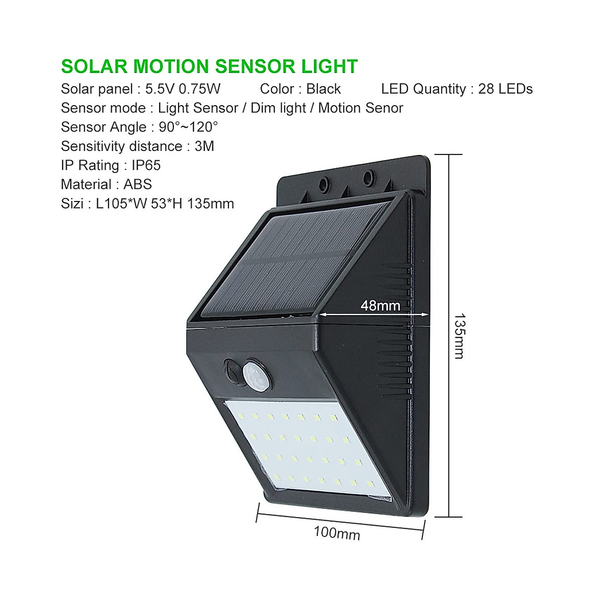 OUSIKA Spot Lights Outdoor Outdoor Solar Wall Lamp 3 Modes Separable Night Light Waterproof Motion Sensor 28 LED Garden Street Courtyard Decoration Spotlights