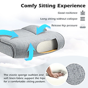 YAMASORO Ergonomic Executive Office Chair with Wheels,Linen Fabric Home Office Desk Chairs, High Back Computer Chairs with Lumbar Support,Grey