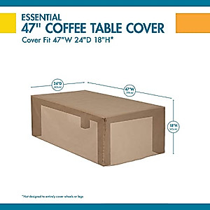 Duck Covers Essential Water-Resistant 47 Inch Rectangular Coffee Table Cover, Outdoor Table Cover