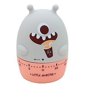 Ranvi Timer Small Monster Type Time Manager Mechanical Kitchen Timer, Suitable for Kitchen, Study, Daily(Gray)