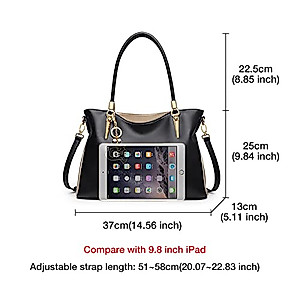FOXER Women Handbag Leather Purse Lady Tote Shoulder Bag Top Handle Bag Valentine's Day Gifts (Black5)