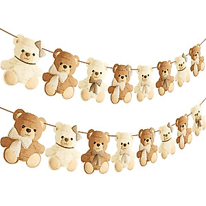2pcs Teddy Bear Baby Shower Banner We Can Bearly Wait Baby Shower Decorations Teddy Bear Theme Garland Decorations for Teddy Bear Theme Gender Reveal Party We Can Bearly Wait Baby Shower Supplies