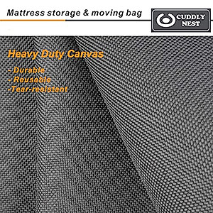 Waterproof Mattress Storage Bag for Moving and Storage - Reusable Heavy Duty Canvas Mattress Bag with Zipper and Lifting & Moving Straps (Gray, Twin)