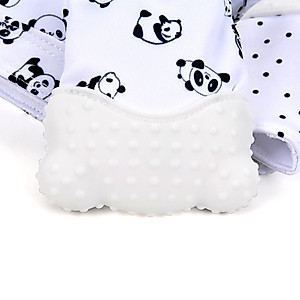 Silicone Baby Teether Teething Panda Mitten Glove Palm Thumb Chewable Toy Newborn Nursing BPA Free(paw)