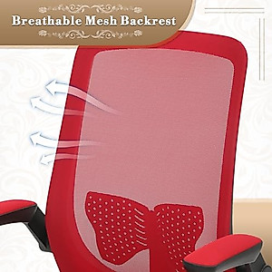 Athena Collection Office Chair Ergonomic Computer Desk Chair Comfy Swivel for Home Office Chair Rolling Reclining Chair with Wheel Mesh High Back Lumbar Support Heavy Duty Red
