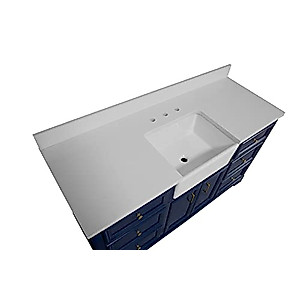 Kitchen Bath Collection Zelda 60-inch Single Farmhouse Vanity (Quartz/Royal Blue): Includes Royal Blue Cabinet with Stunning Quartz Countertop and White Ceramic Farmhouse Apron Sink