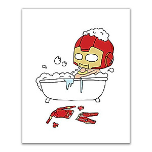 Iron Man Bathroom Photos- Set of 3 (8 inches x 10 inches) Tony Stark Poster Prints