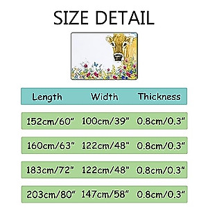 ZHIMI Large Area Rug Runner Mats Cow Red Yellow Flowers Butterfly Non-Slip Anti-Fatigue Absorbent Super Soft Rugs Pads for Laundary Living Room Bedroom Toilet Kitchen Polyester 72x48in